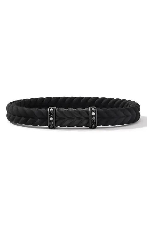 David Yurman Chevron Bracelet With Black Diamonds - Black Titanium Silver