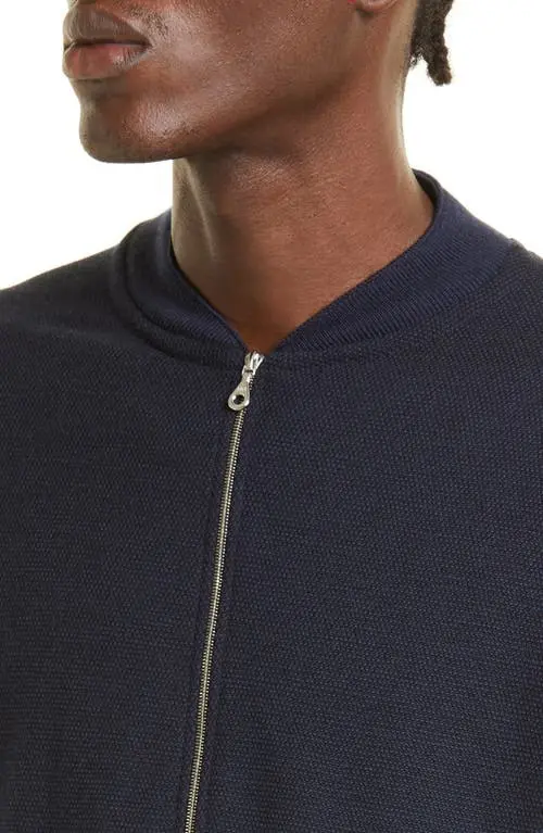 John Smedley Full Zip Wool Sweater - Midnight/black