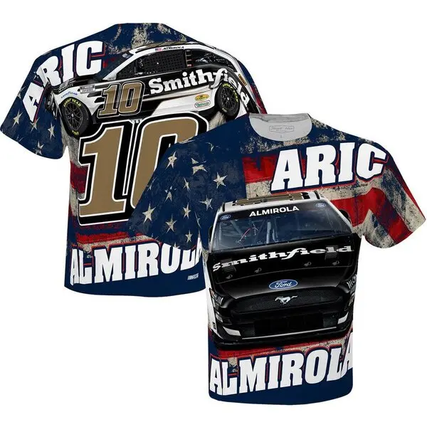 STEWART-HAAS RACING Team Collection Aric Almirola Smithfield Sublimated Patriotic Total Print T-shirt - White