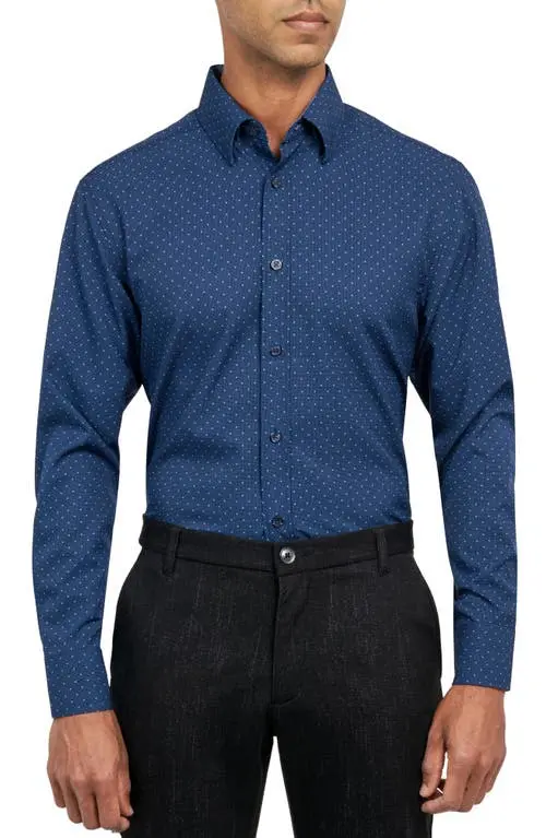 W.R.K Regular Fit Dot Print Performance Stretch Dress Shirt