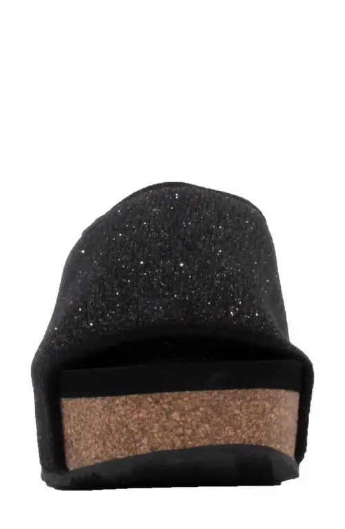 VOLATILE Festina Glitter Platform Slide Sandal - Black Fabric