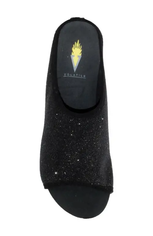 VOLATILE Festina Glitter Platform Slide Sandal - Black Fabric