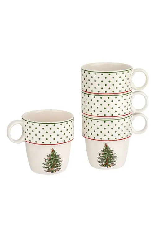 SPODE Set Of 4 Christmas Tree Mugs