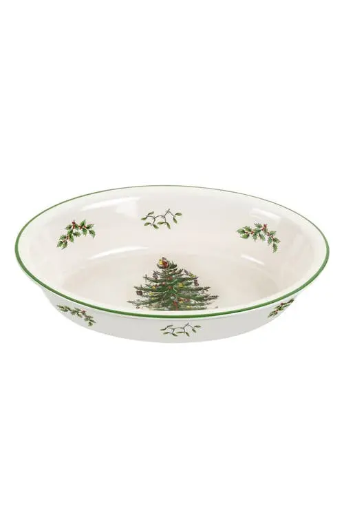 SPODE Christmas Tree Oval Baker - Green