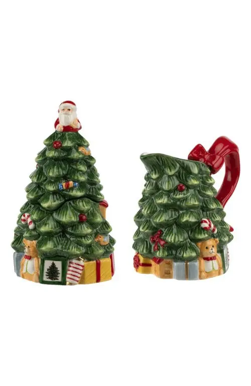 SPODE Christmas Tree Sugar & Creamer Set - Green