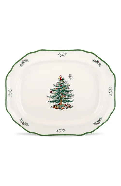 SPODE Christmas Tree Sculpted Platter - Green
