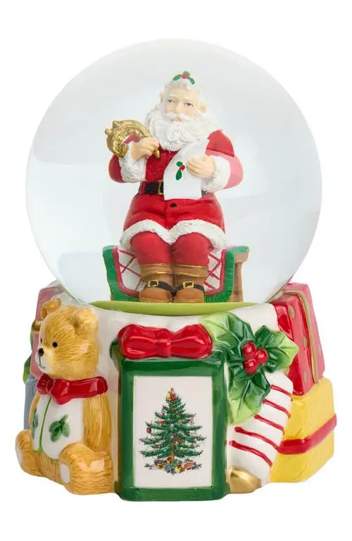 SPODE Christmas Tree Santa Claus Musical Snow Globe