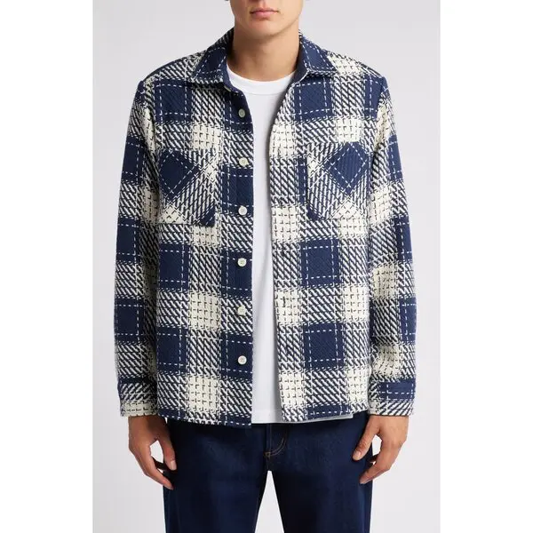 WAX LONDON Whiting Beatnik Button-up Overshirt - Marine