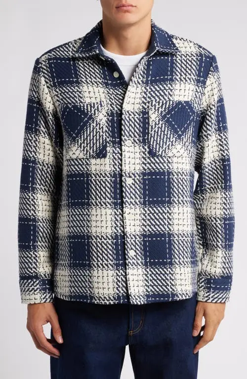 WAX LONDON Whiting Beatnik Button-up Overshirt - Marine