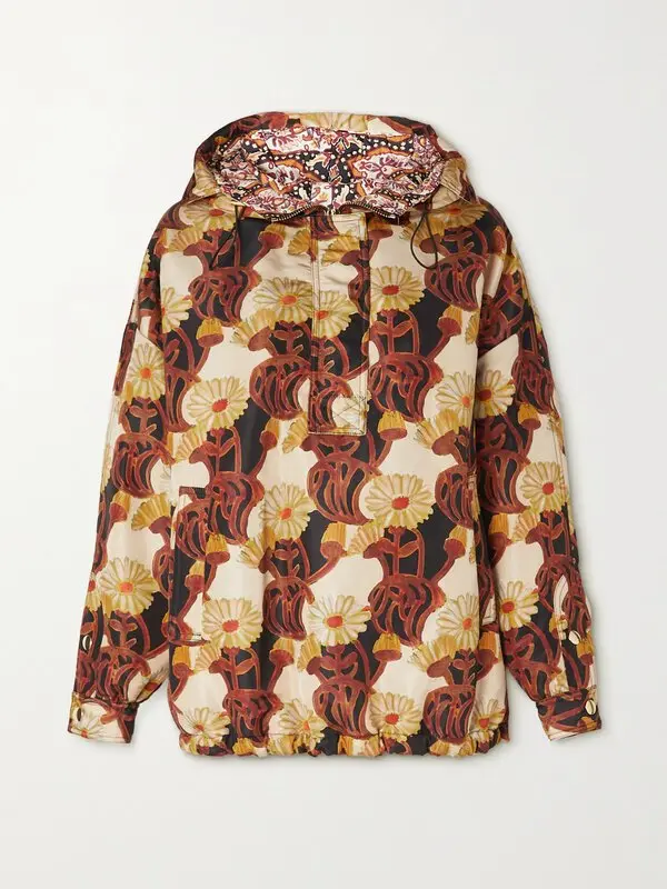 La DoubleJ Floral-print Hooded Shell Jacket