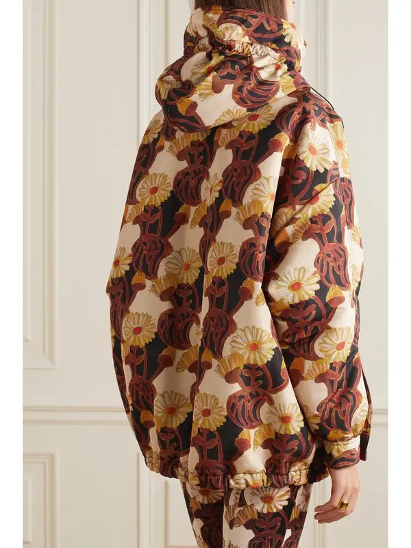 La DoubleJ Floral-print Hooded Shell Jacket