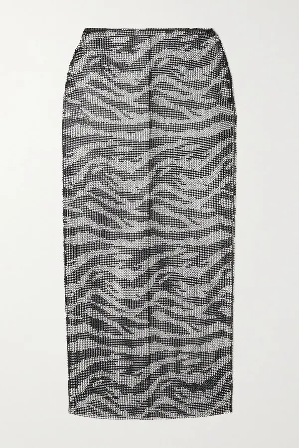 Alessandra Rich Crystal-embellished Mesh Midi Skirt