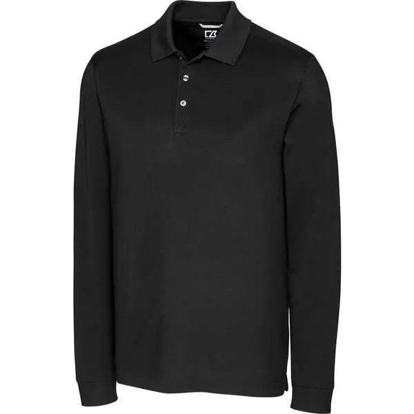 Cutter & Buck Long Sleeve Piqué Performance Polo - Black