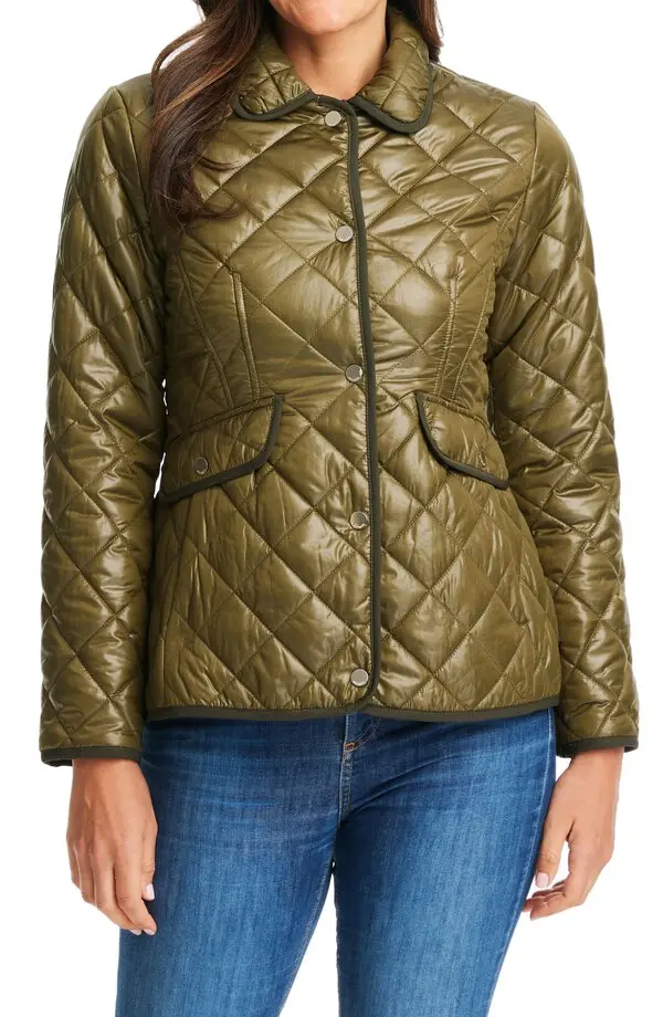 Kate Spade New York Short Quilted Jacket - Olive
