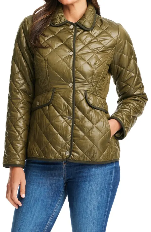 Kate Spade New York Short Quilted Jacket - Olive
