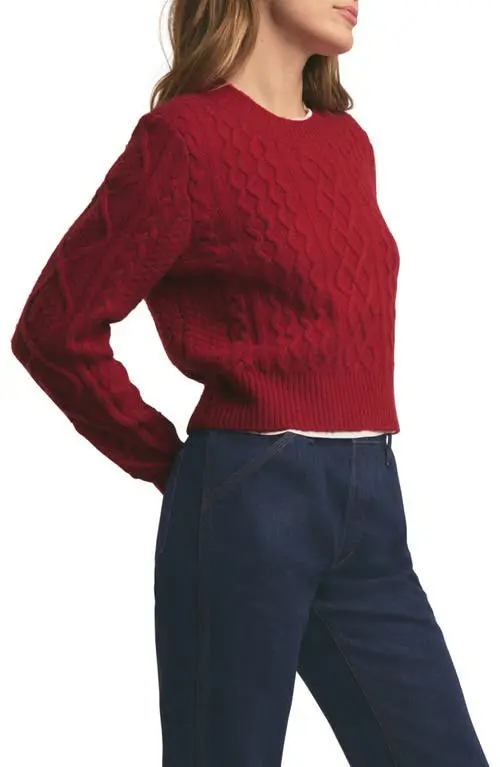 FAVORITE DAUGHTER Wool & Cashmere Blend Cable Crewneck Sweater