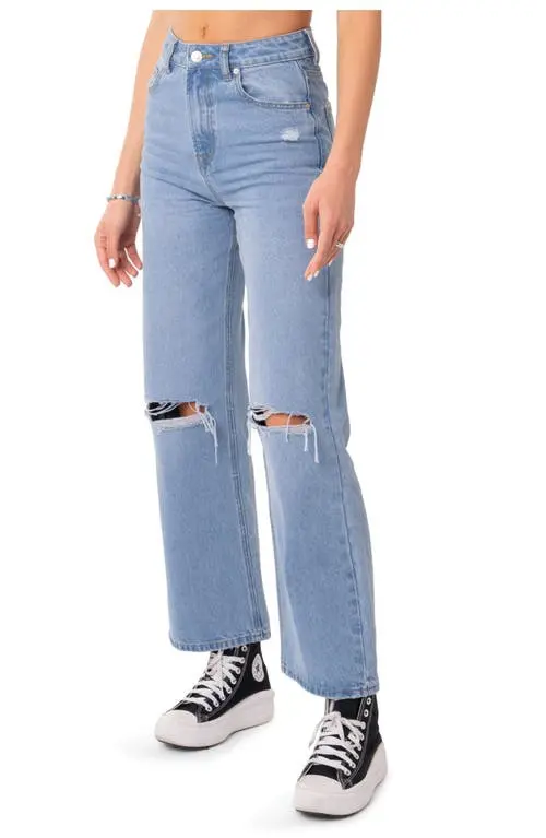 EDIKTED Lori Ripped Wide Leg Jeans
