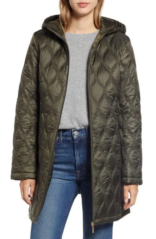 Gallery Quilted Water-resistant Coat - Deep Olive