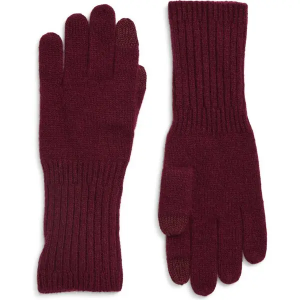 Nordstrom Cashmere Tech Gloves - Burgundy Field