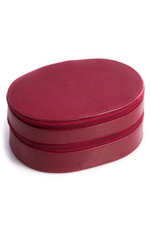 BEY-BERK Leather Travel Jewelry Case - Red