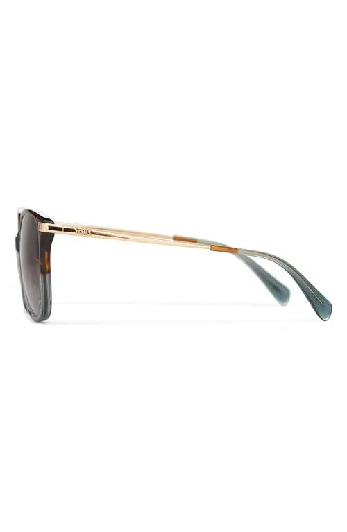 Toms 55mm Gradient Square Sunglasses - Tortoise Ocean Grey Fade