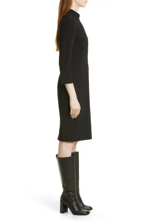 Akris Belted Long Sleeve Wool Blend Dress