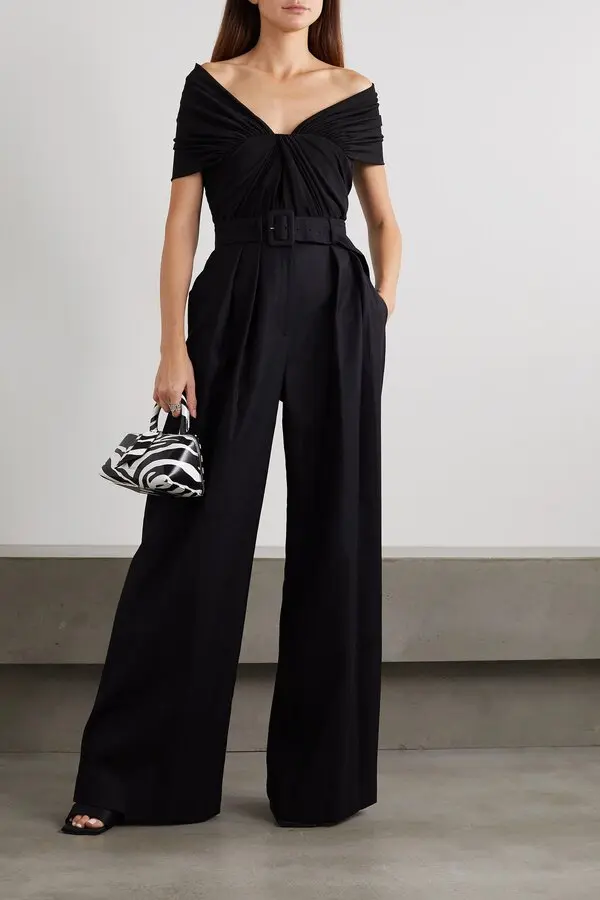 Brandon Maxwell Elizabeth Off-the-shoulder Draped Stretch-jersey Bodysuit