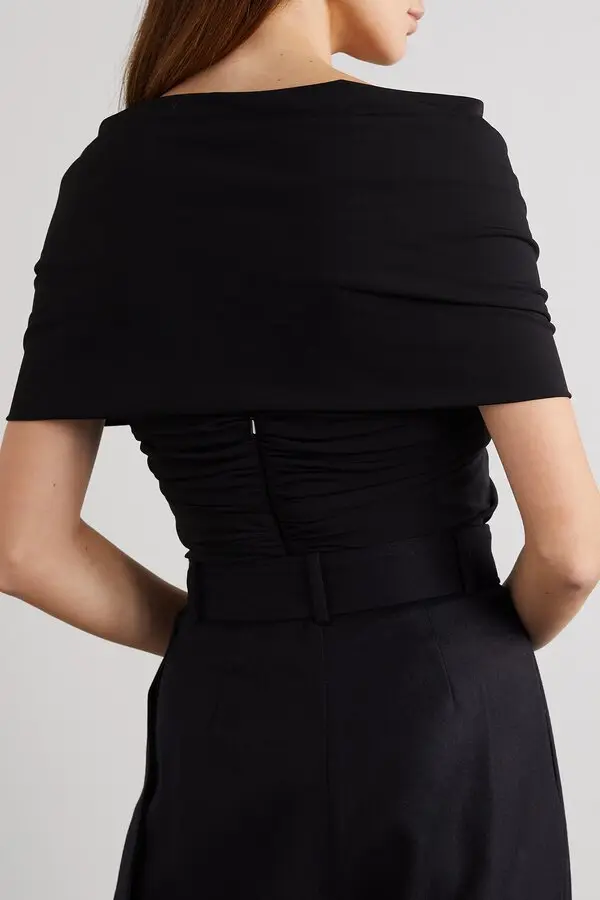 Brandon Maxwell Elizabeth Off-the-shoulder Draped Stretch-jersey Bodysuit