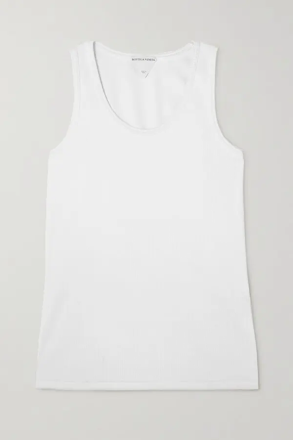 Bottega Veneta Ribbed Stretch-cotton Jersey Tank - White