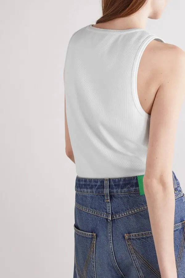 Bottega Veneta Ribbed Stretch-cotton Jersey Tank - White