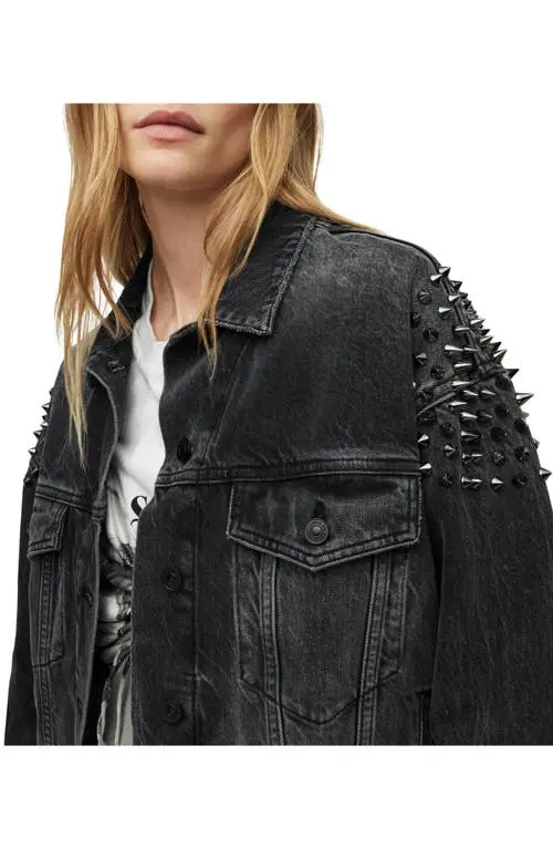 ALLSAINTS Studded Denim Trucker Jacket