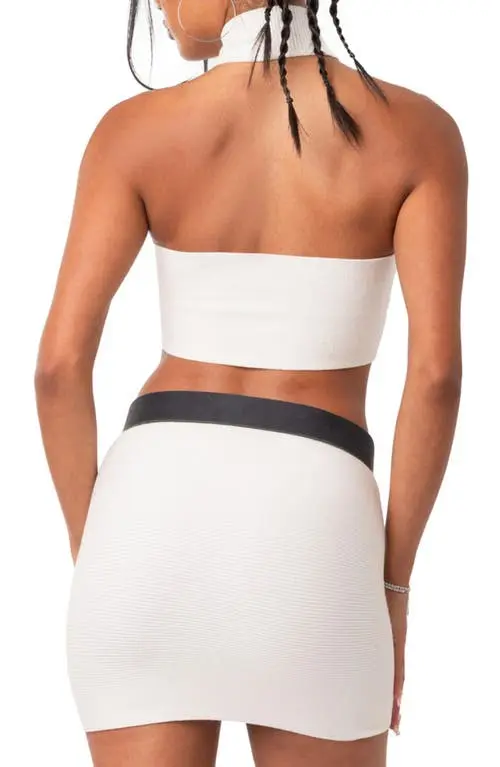 EDIKTED Knit Halter Neck Crop Top