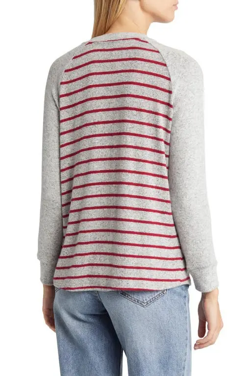 Loveappella Raglan Stripe Top - Burgundy