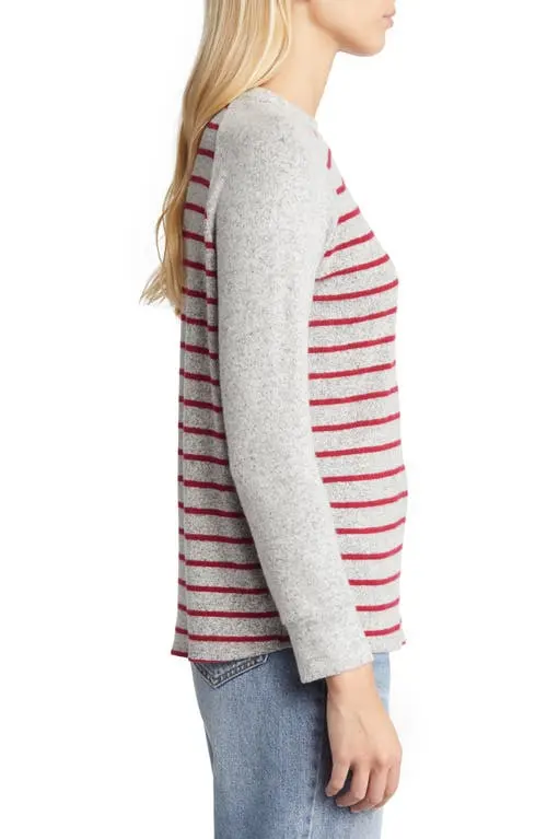Loveappella Raglan Stripe Top - Burgundy