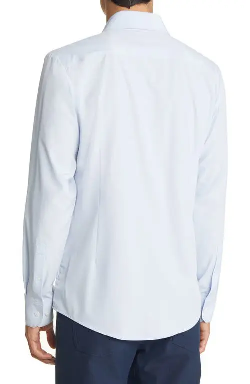 Mizzen+main Leeward Trim Fit Solid Performance Button-up Shirt - Light Blue Solid