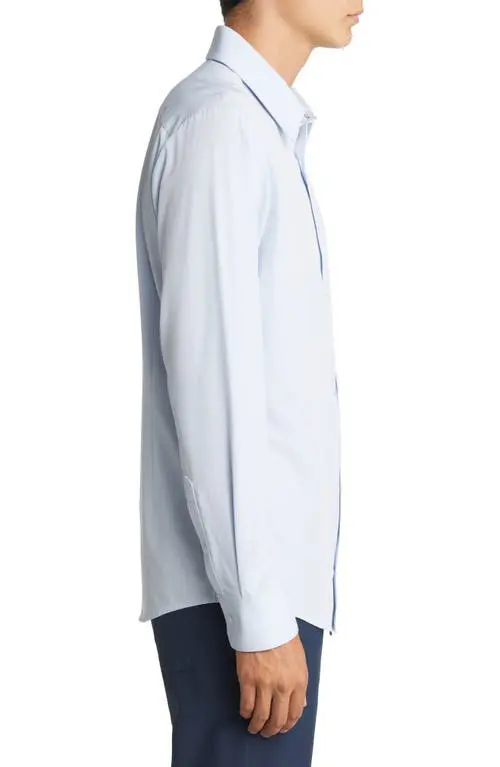 Mizzen+main Leeward Trim Fit Solid Performance Button-up Shirt - Light Blue Solid