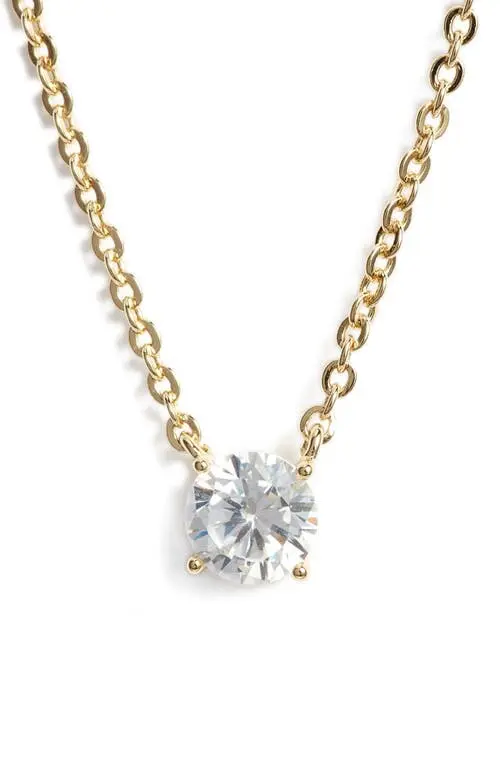 Nordstrom Cubic Zirconia Pendant Necklace - Clear- Gold
