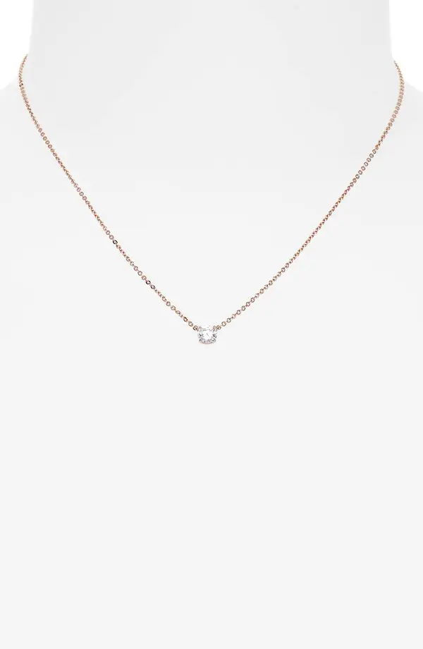 Nordstrom Cubic Zirconia Pendant Necklace - Clear- Rose Gold