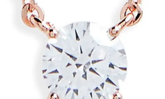 Nordstrom Cubic Zirconia Pendant Necklace - Clear- Rose Gold