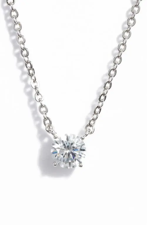 Nordstrom Cubic Zirconia Pendant Necklace - Clear- Silver