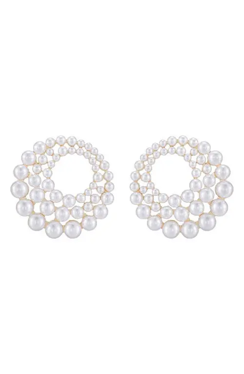 Ettika Imitation Pearl Frontal Hoop Earrings - Gold