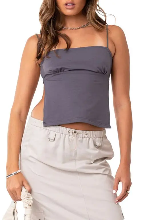 EDIKTED Jinx Open Back Tank Top - Gray