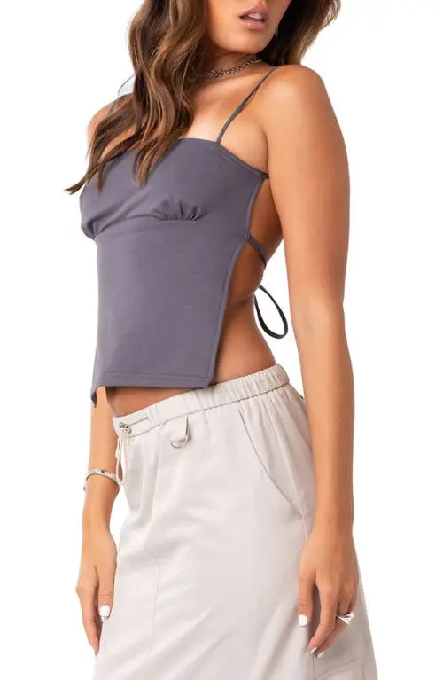 EDIKTED Jinx Open Back Tank Top - Gray
