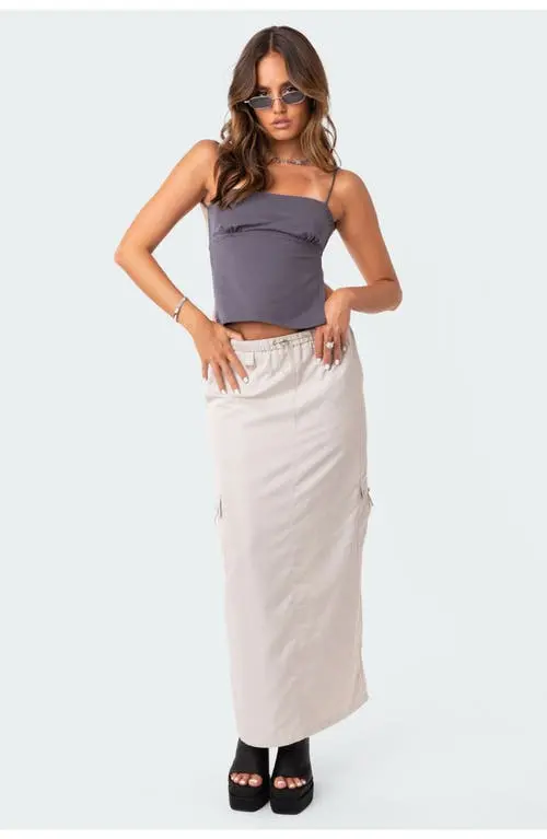 EDIKTED Jinx Open Back Tank Top - Gray