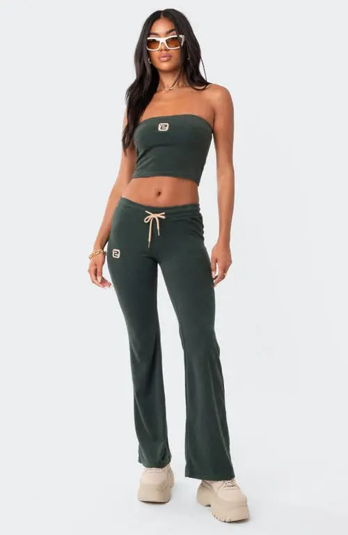 EDIKTED Terry Low Rise Flare Leg Pants