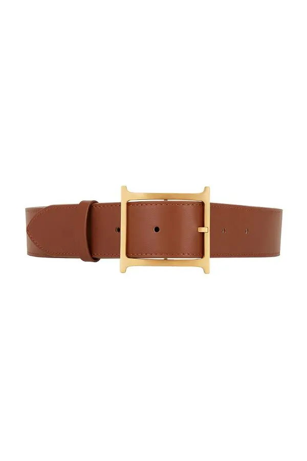 HELSA Leather Waist Belt With Logo Buckle - Brown