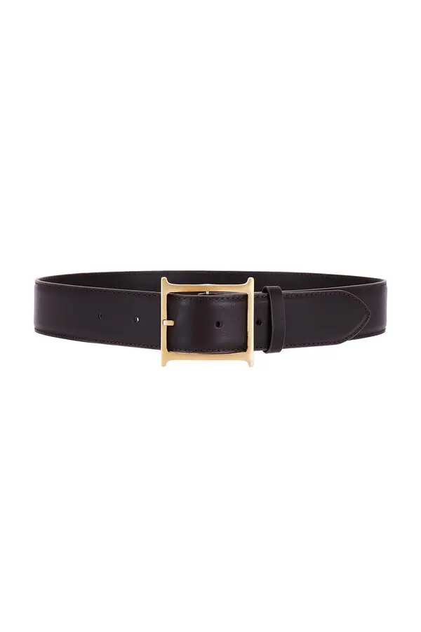 HELSA Leather Waist Belt With Logo Buckle - Dark Brown