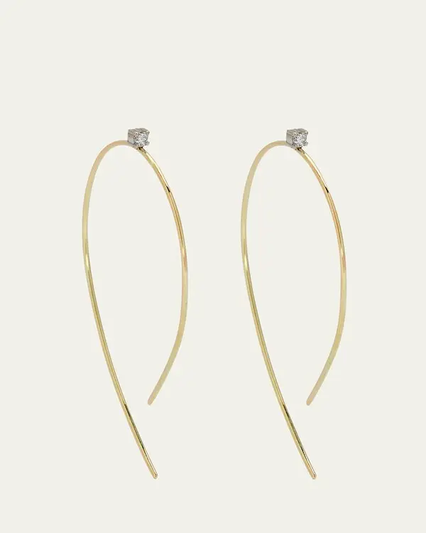 Lana Jewelry 14k Mini Wire Hoop Diamond Earrings - Gold
