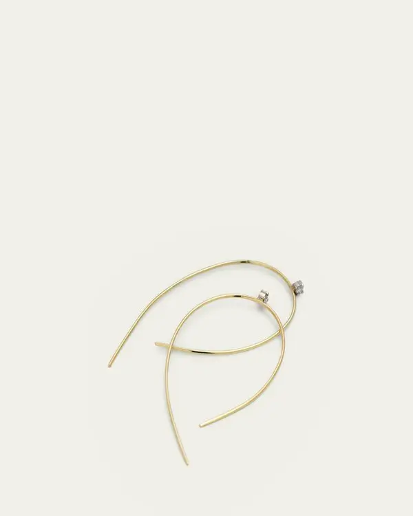 Lana Jewelry 14k Mini Wire Hoop Diamond Earrings - Gold