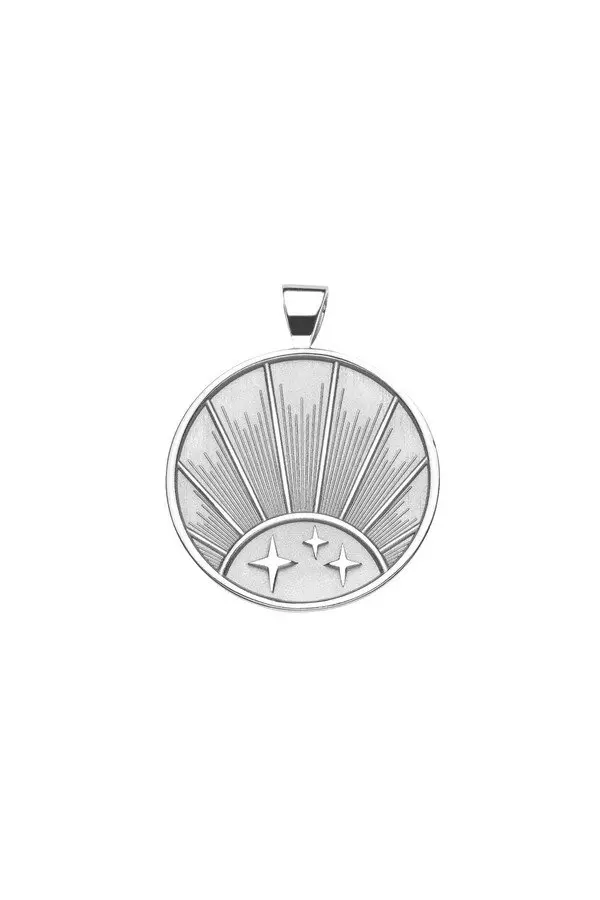 JANE WIN Rising Sun Pendant Coin Necklace - Silver